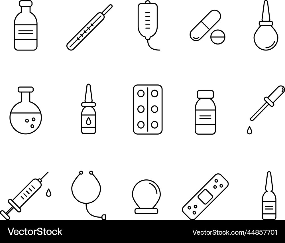 Pharmacy and medicine icons set Royalty Free Vector Image