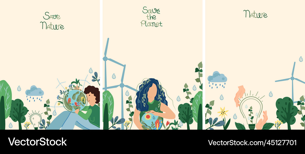 Save nature with the help of ecology concept Vector Image