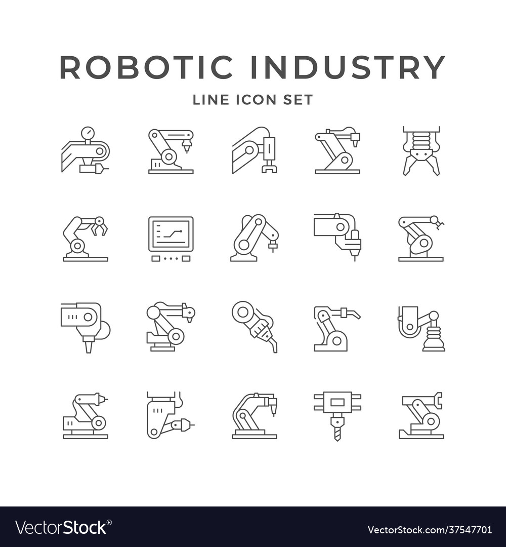 Set line icons robotic industry Royalty Free Vector Image