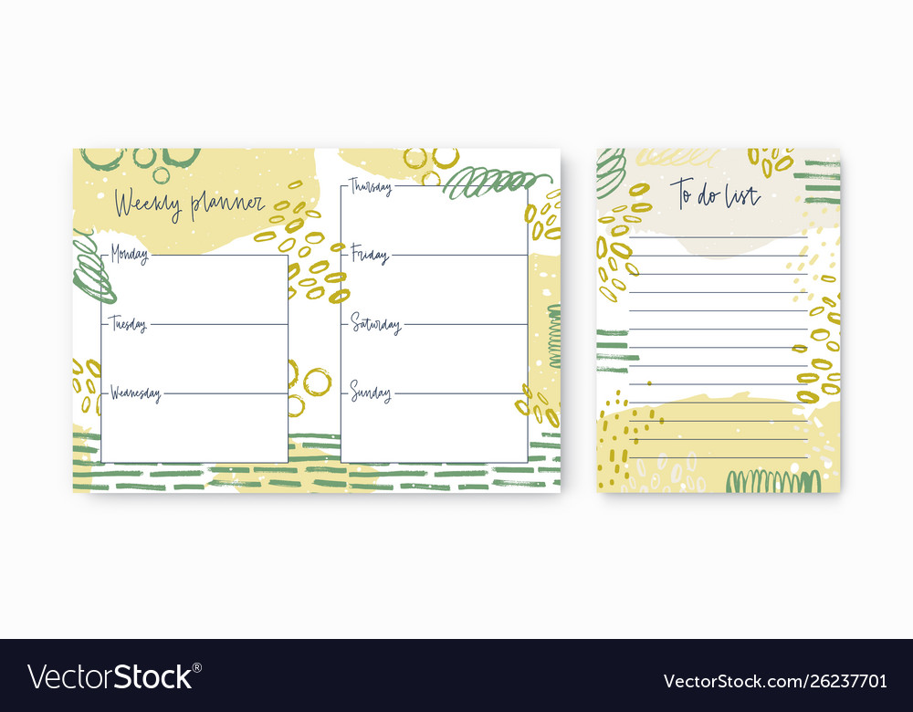 Set Weekly Planner And To do list Templates Vector Image
