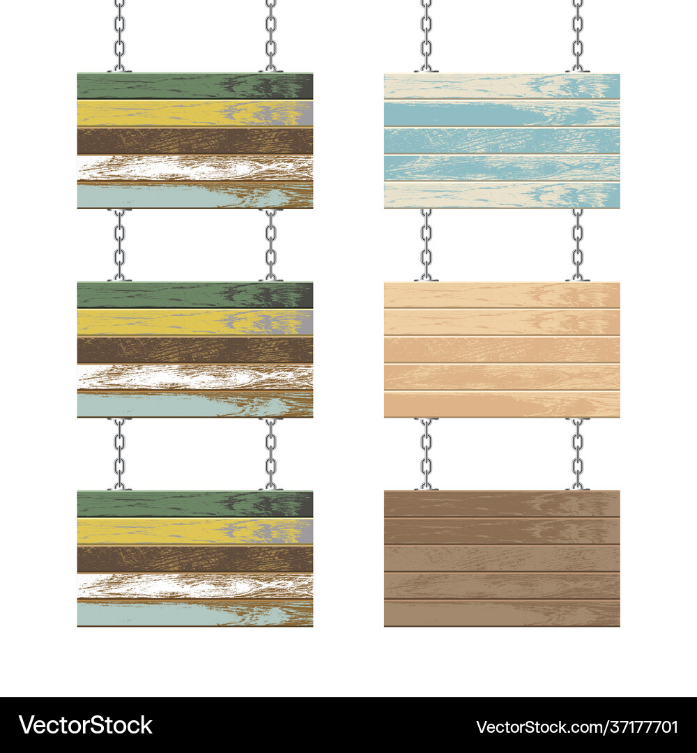 Wooden boards with steel chain Royalty Free Vector Image