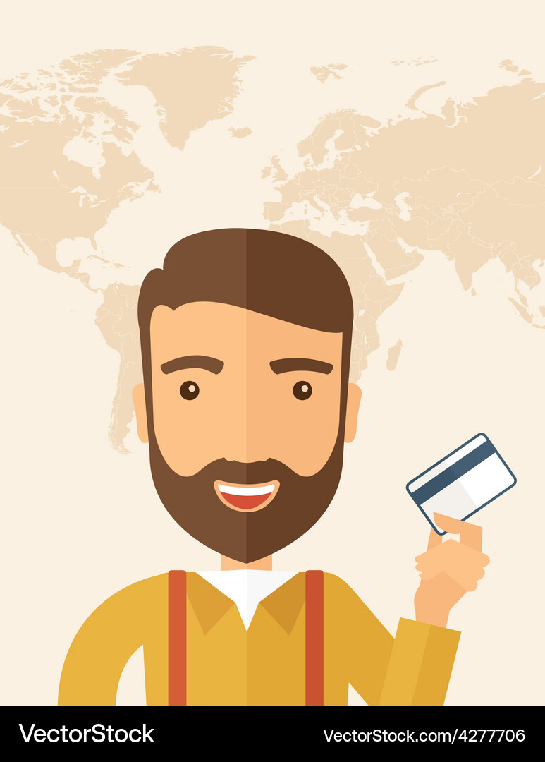 Business man holding credit card Royalty Free Vector Image