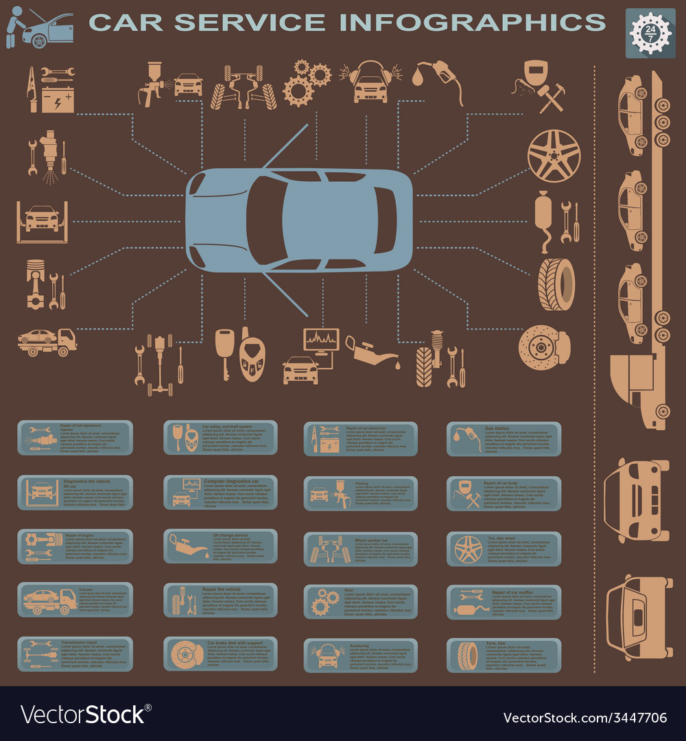 Car service repair infographics Royalty Free Vector Image