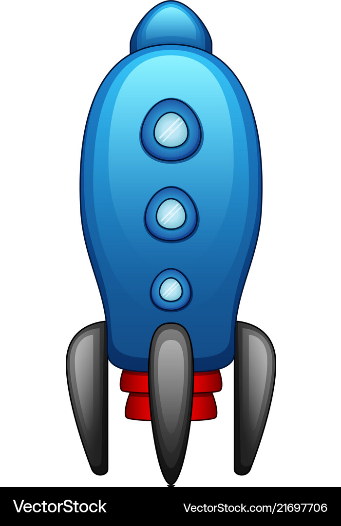Cartoon blue spaceship isolated on white Vector Image