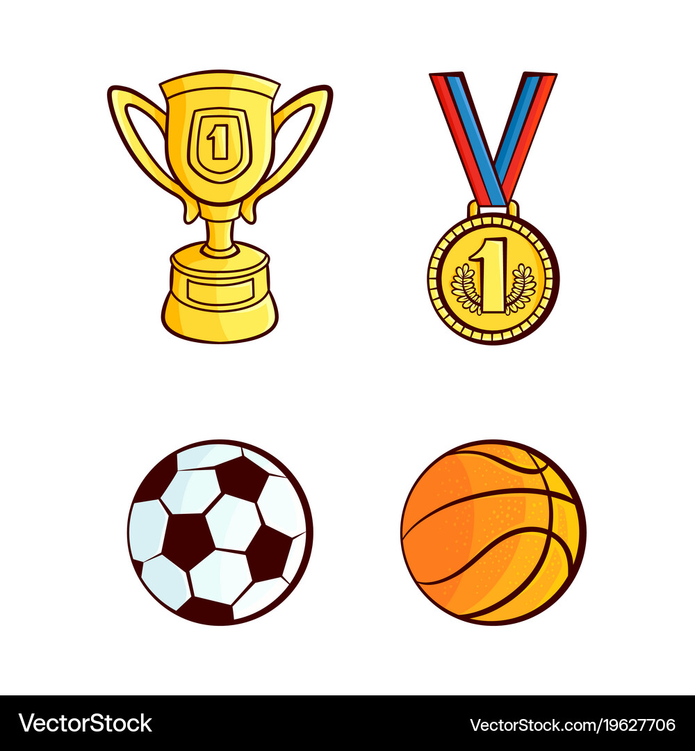 Cartoon sport equipment set Royalty Free Vector Image