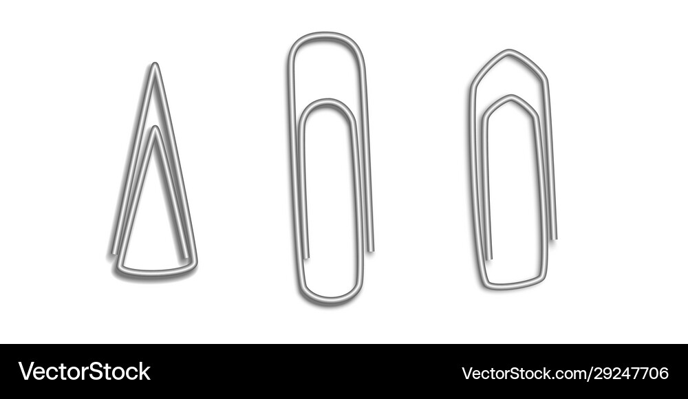 Clerical realistic metal paper clips Royalty Free Vector
