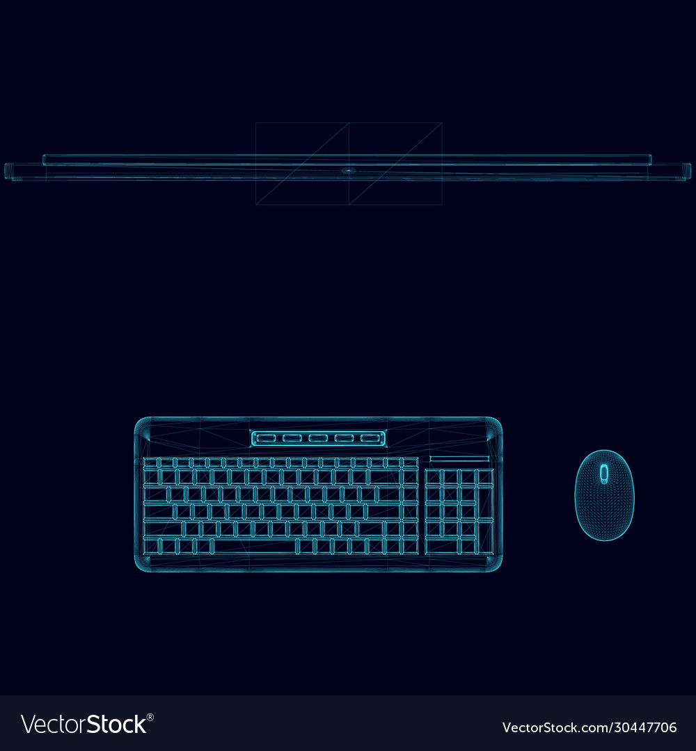 Computer wireframe made blue lines on a dark Vector Image