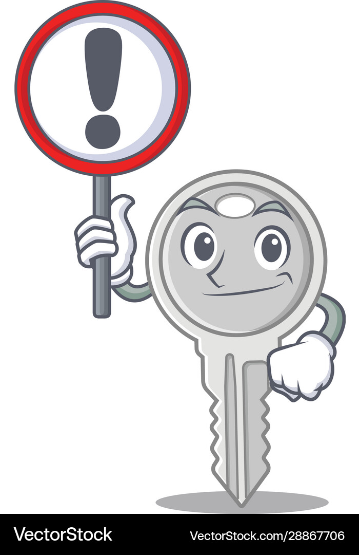 Cool and funny key raised up a sign Royalty Free Vector
