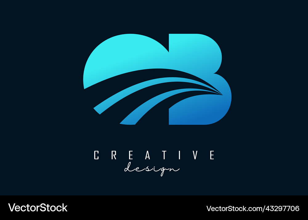 Creative blue letters ob o b logo with leading Vector Image
