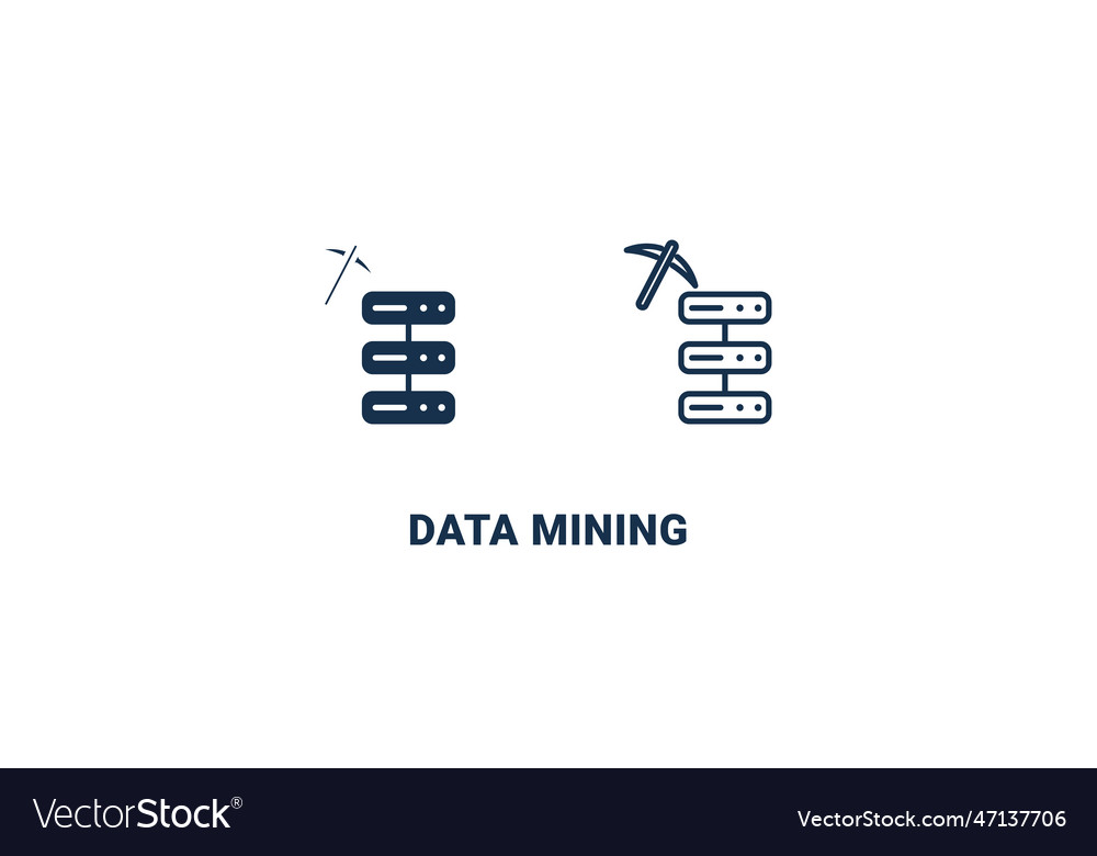 Data mining icon outline and filled mining Vector Image