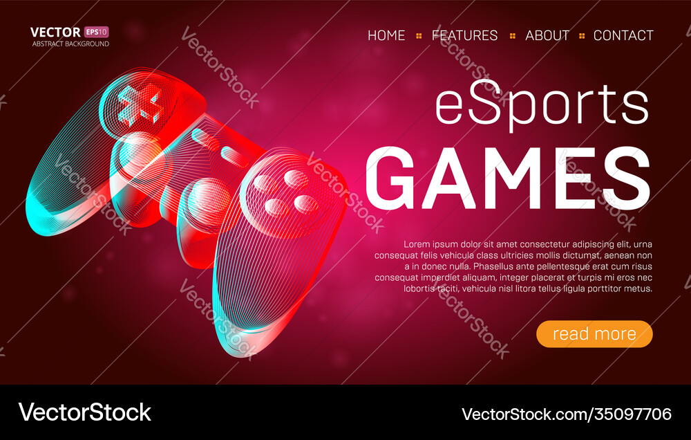 Esports games landing page template Royalty Free Vector