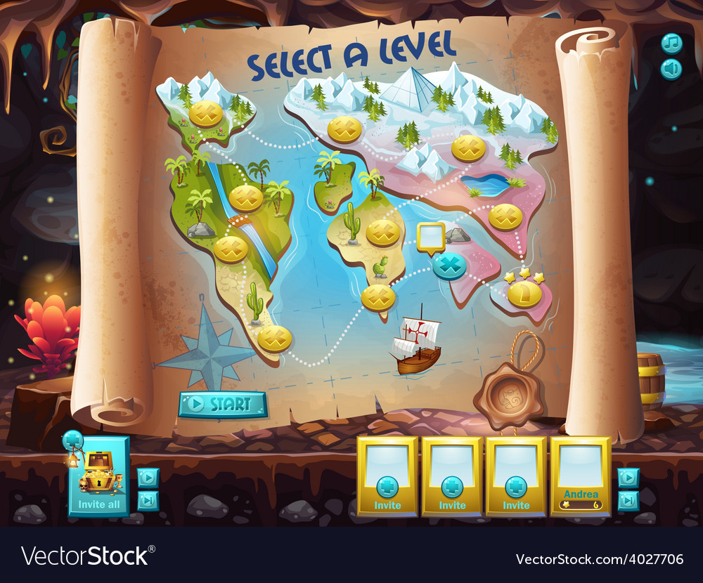 Example of user interface - select the level Vector Image
