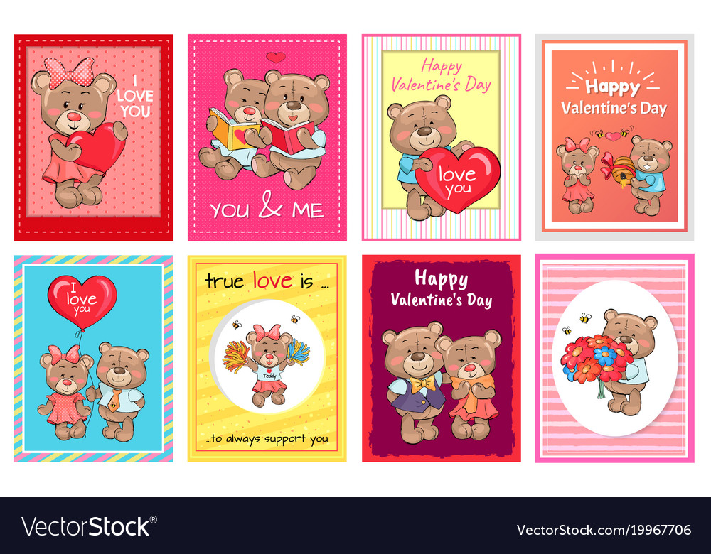 Happy valentines day i love you set of poster bear