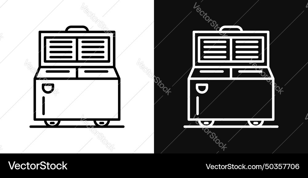 Horizontal shop refrigerator icon set food deep Vector Image