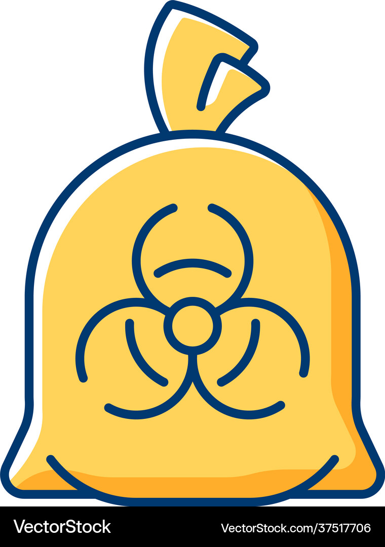 Infectious waste bag rgb color icon Royalty Free Vector