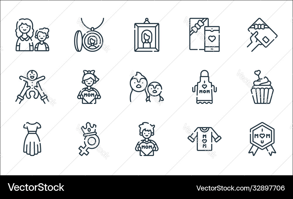 Mothers day line icons linear set quality Vector Image
