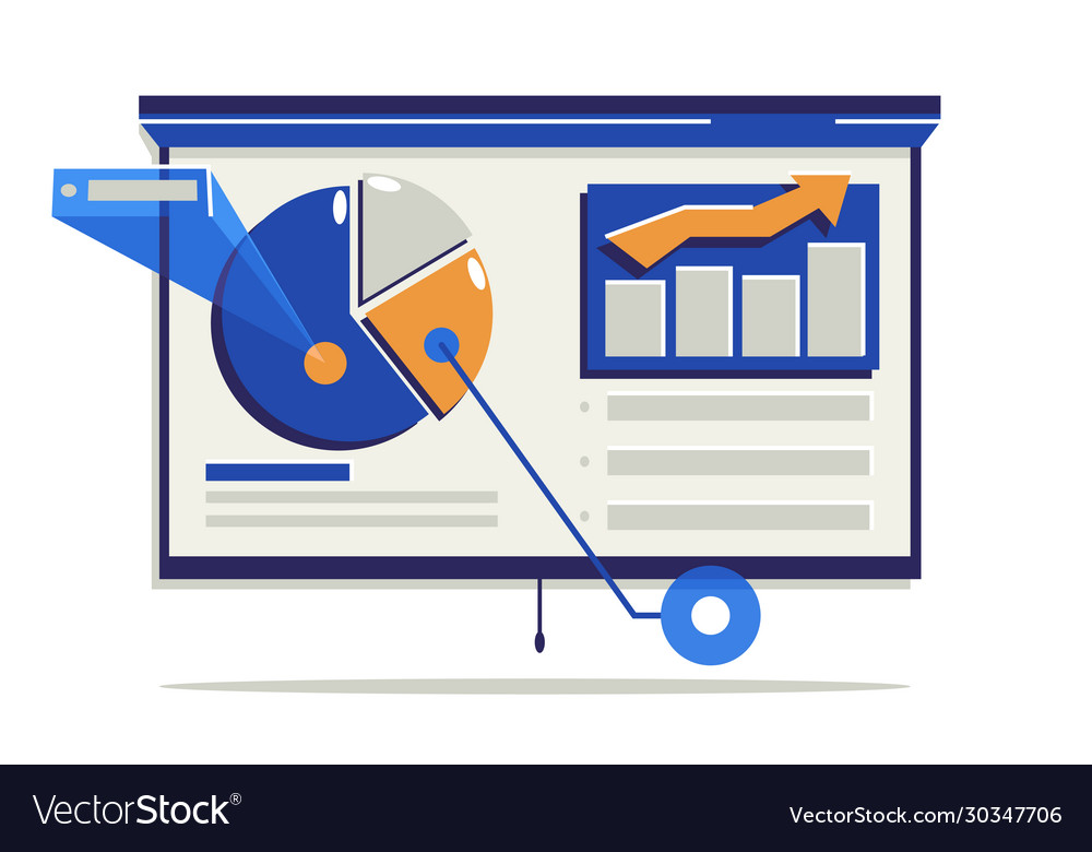 Presentation screen with statistics data Vector Image