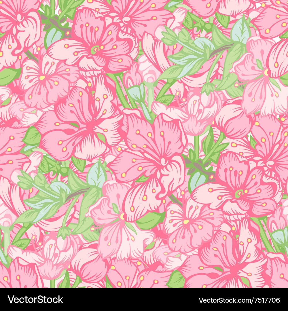 Seamless pattern with stylized pink flowers apple Vector Image