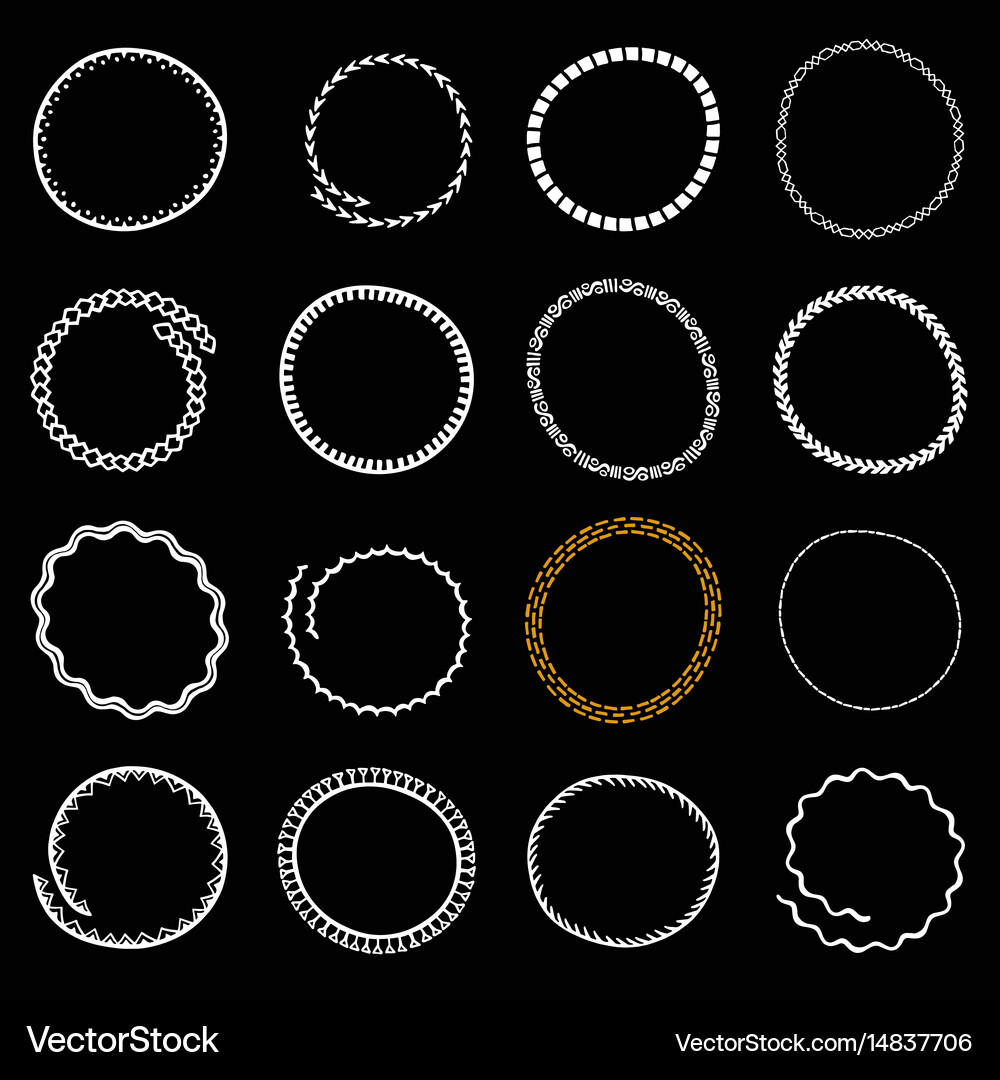 Set of hand drawn circle frames in ethnic style Vector Image