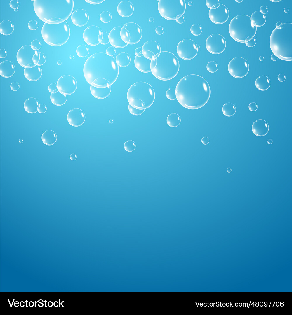 Soap bubbles background set of clean water Vector Image