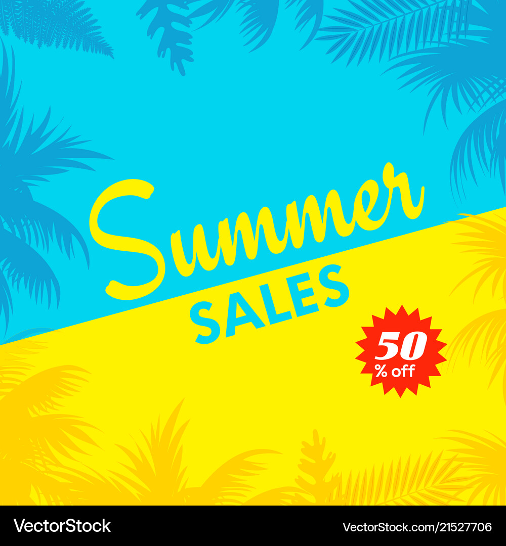 Summer sales background with palm tree leaves Vector Image