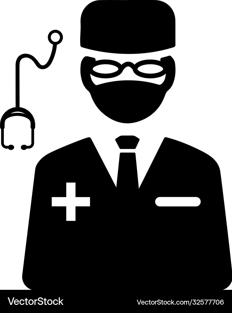 Surgeon physician doctor icon black graphics Vector Image