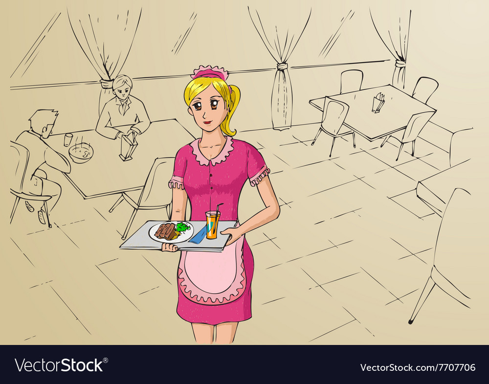 Waitress Royalty Free Vector Image - VectorStock