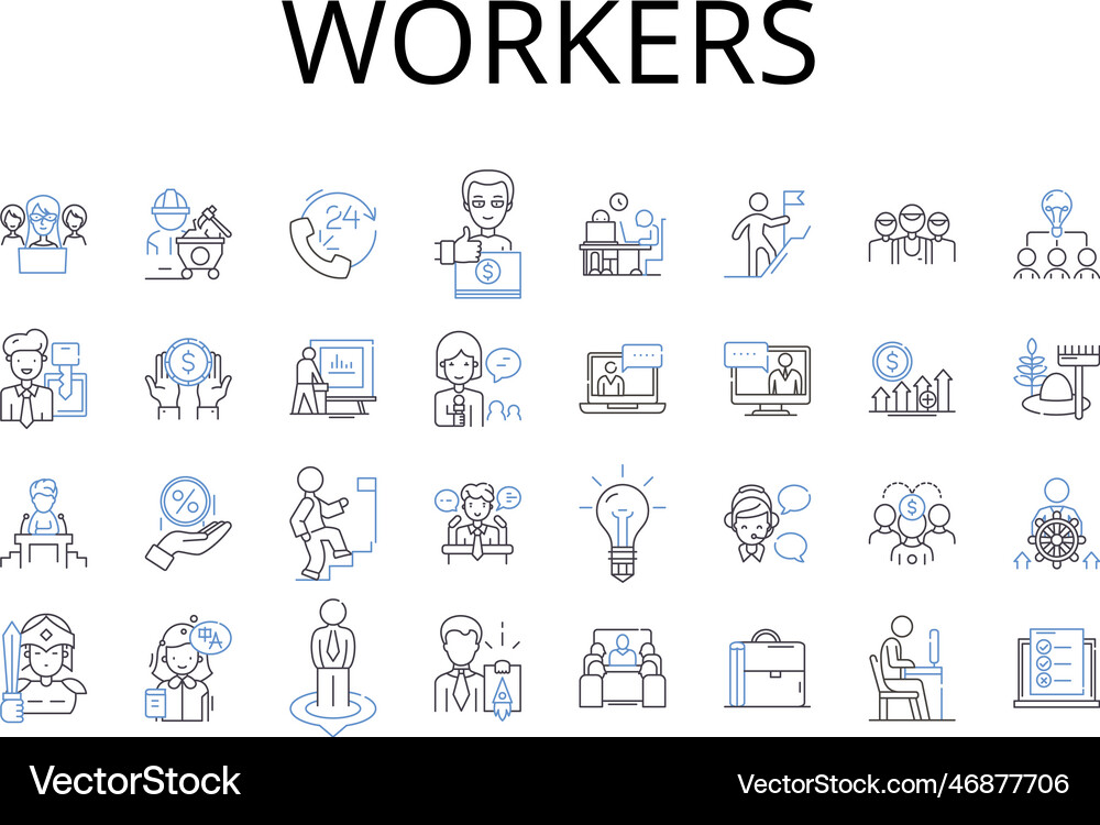 Workers line icons collection employees staff Vector Image