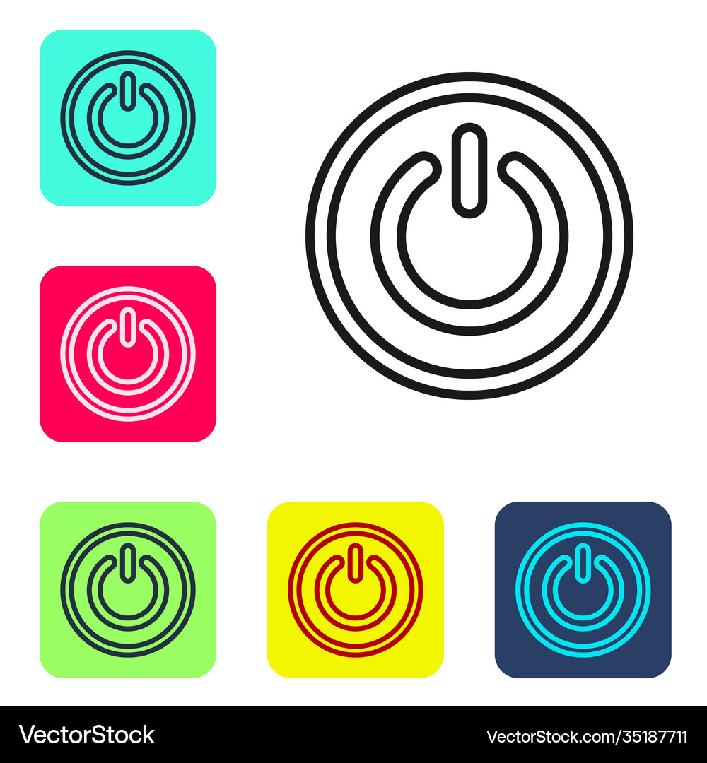 Black line power button icon isolated on white Vector Image