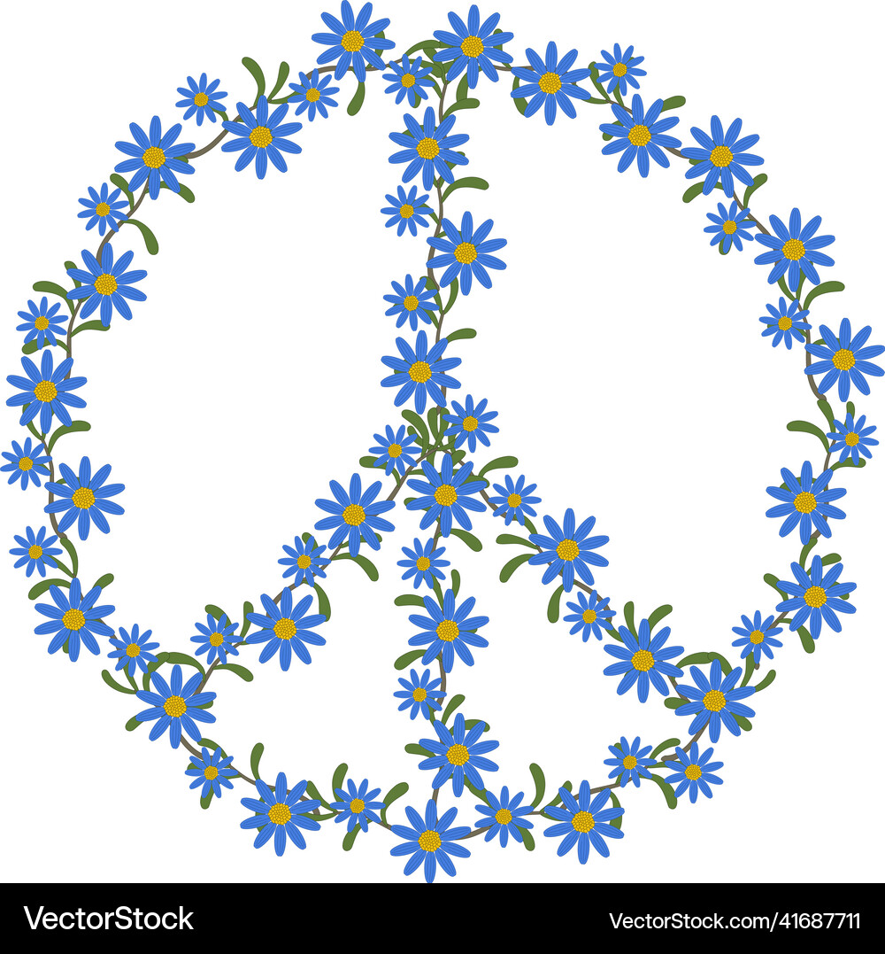 Blue daisy flower peace symbol Royalty Free Vector Image