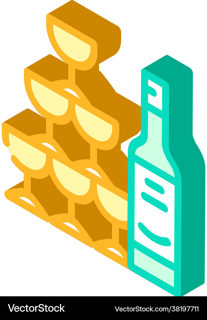 Champagne wedding drink for guests isometric icon Vector Image
