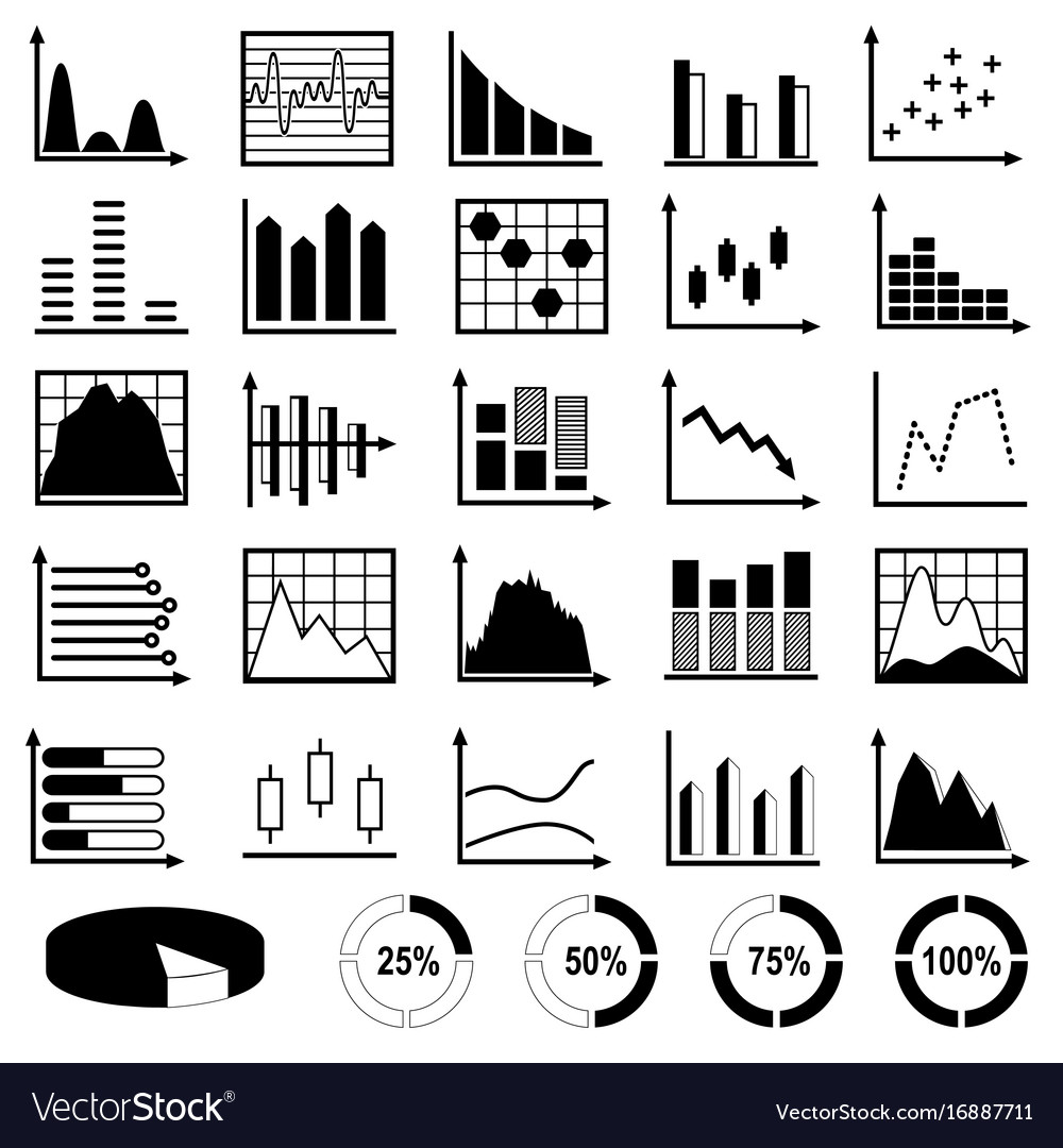 Collection of diagrams and charts Royalty Free Vector Image
