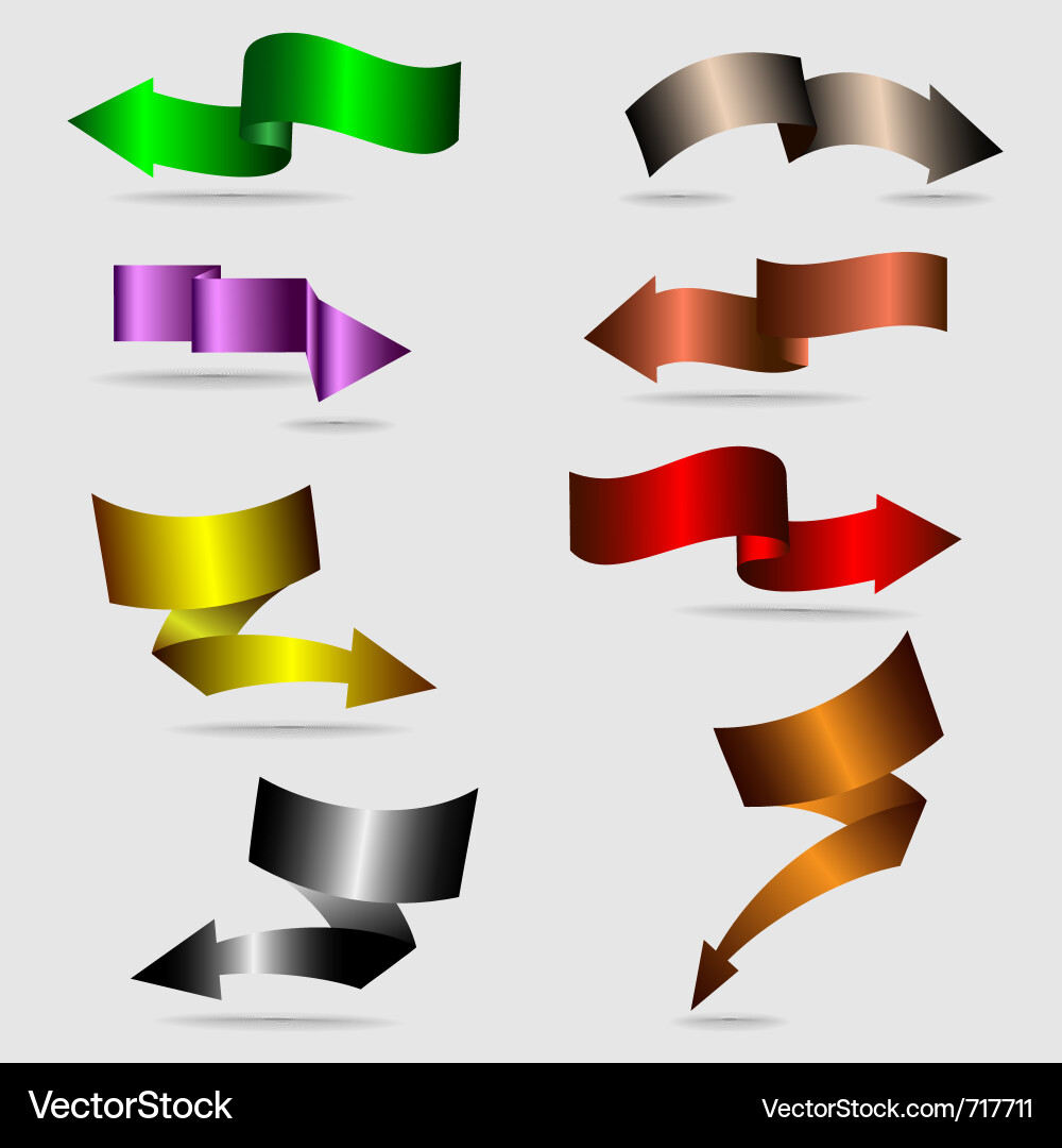 Colorful ribbon arrows collection Royalty Free Vector Image
