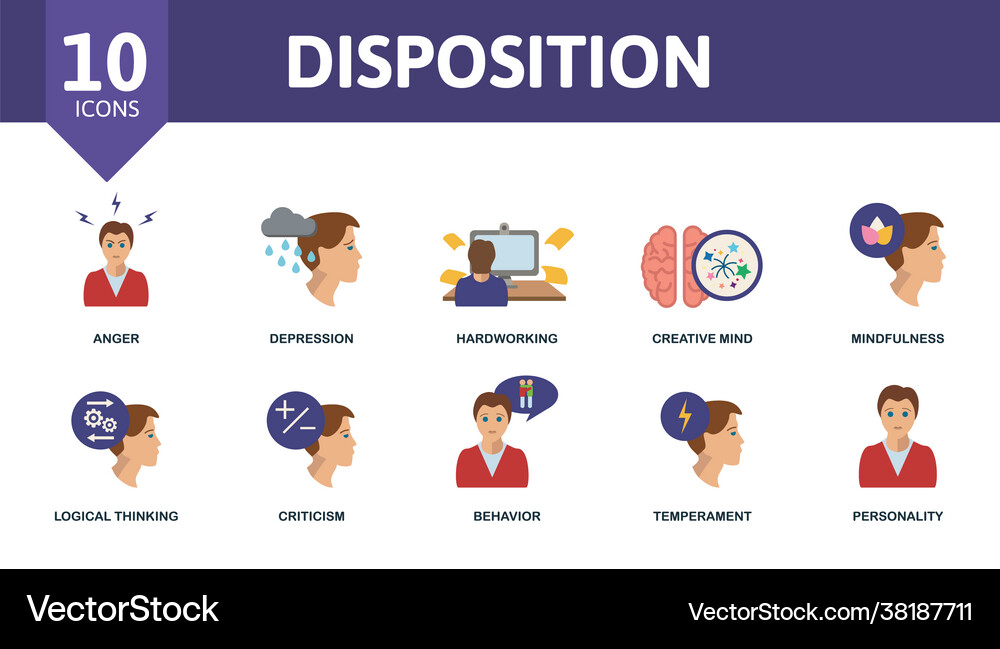 Disposition icon set contains editable icons Vector Image