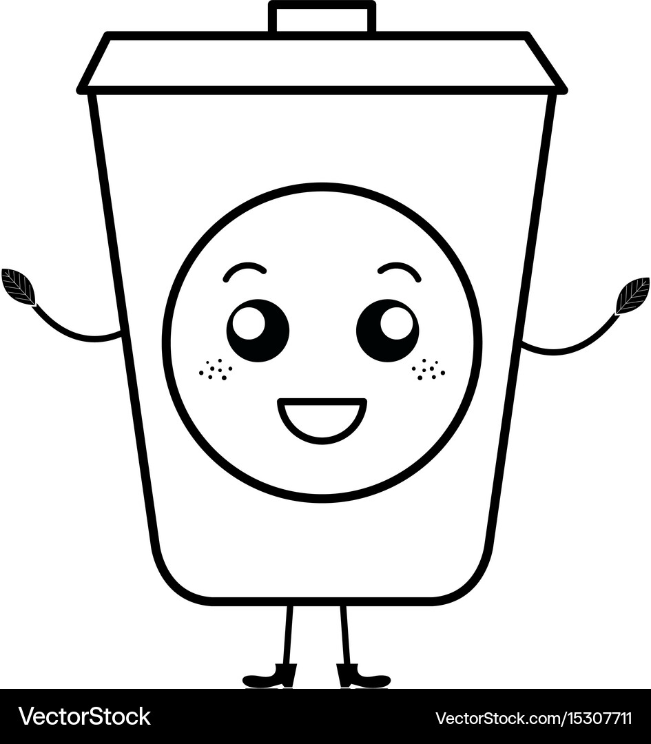 Ecology recycle bin kawaii character Royalty Free Vector