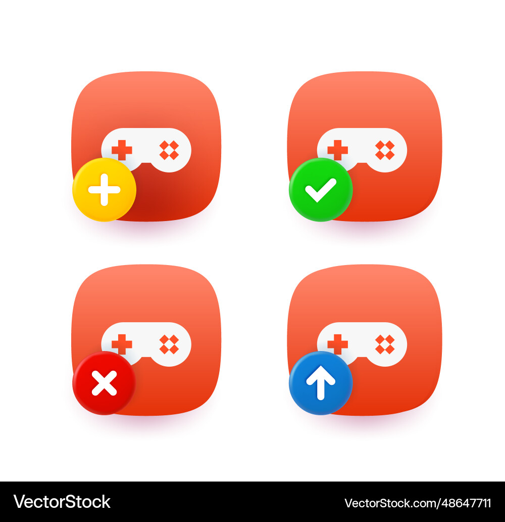 Gamepad icon set with different pictograms 3d Vector Image