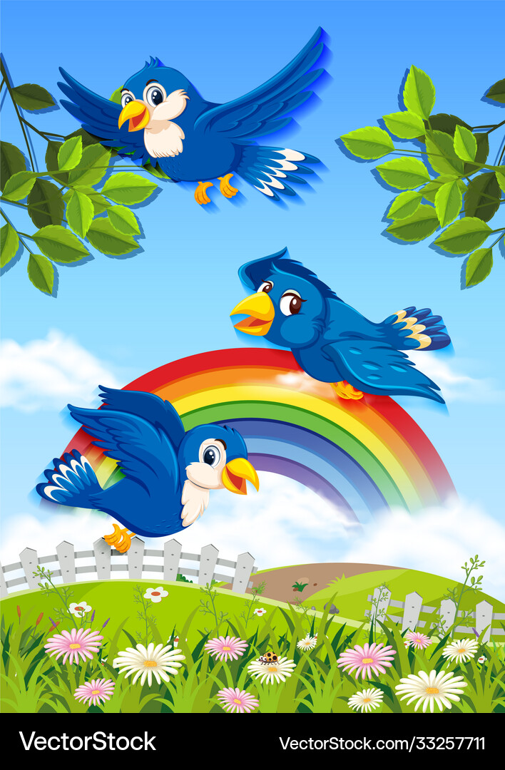 Happy bird in nature Royalty Free Vector Image