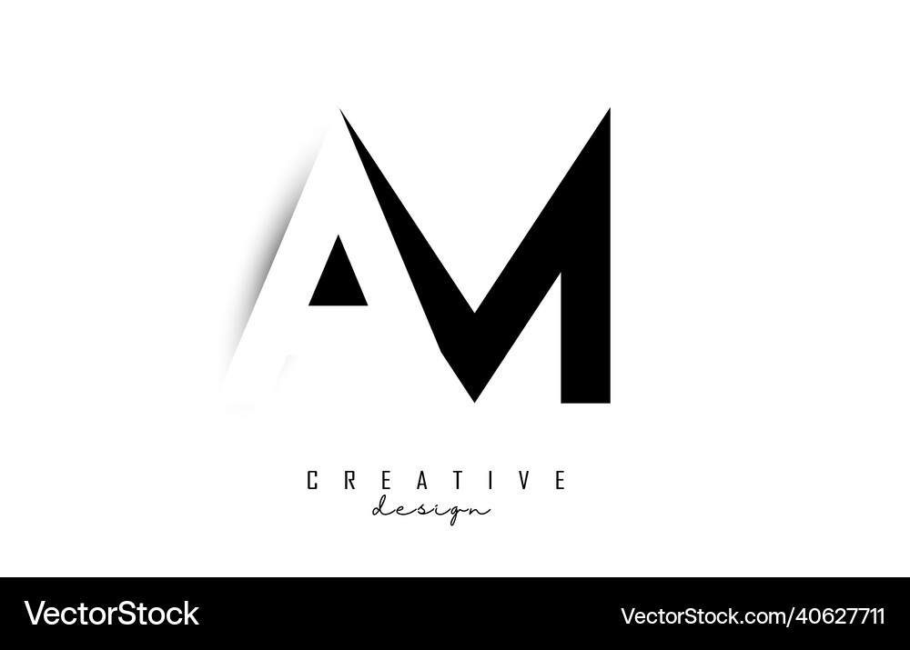 Letters am logo with black and white negative Vector Image