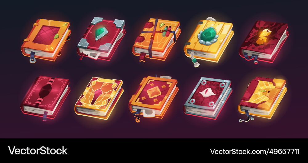 Magic spell books witchcraft book icons Royalty Free Vector