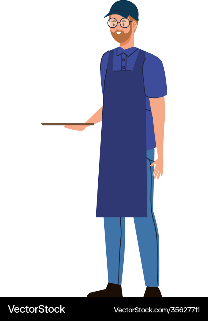 Male waiter restaurant service character Vector Image