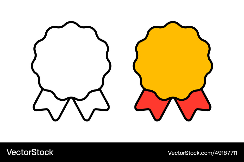 Medal flat design with black outline Royalty Free Vector
