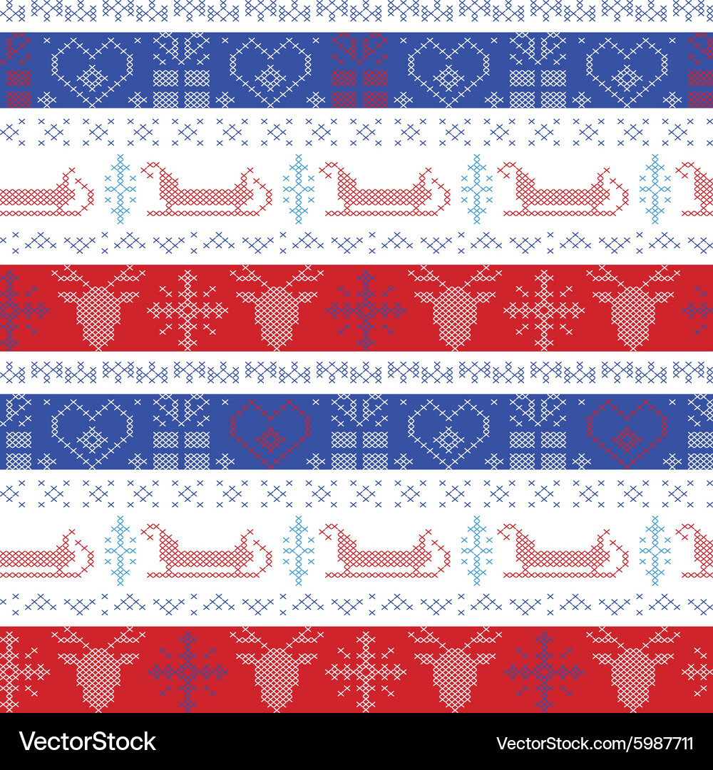 Nordic Christmas pattern with santas sleigh Vector Image