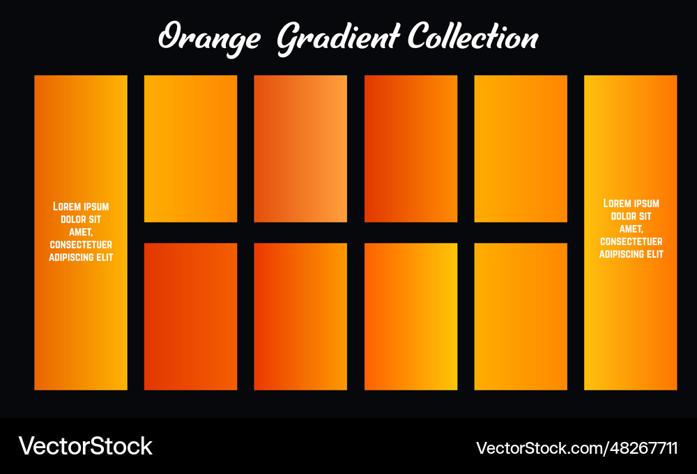Orange gradients swatches set Royalty Free Vector Image