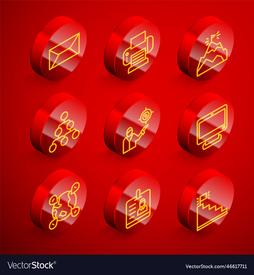 Set line envelope printer mountains with flag Vector Image Set line envelope printer mountains with flag Vector Image