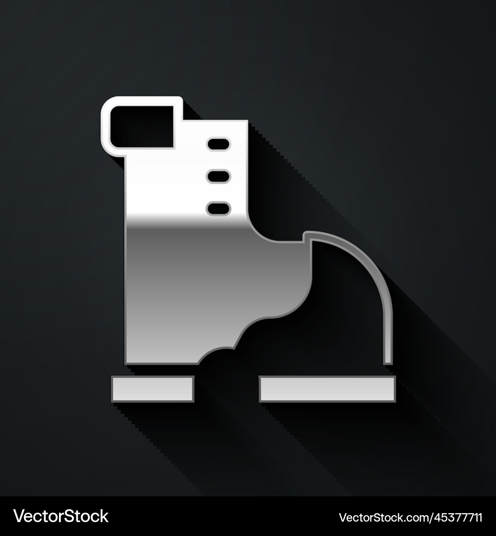 Silver winter warm boot icon isolated on black Vector Image