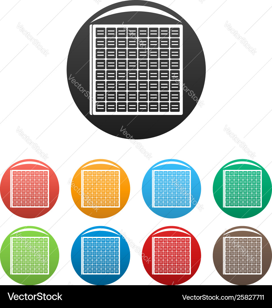 Solar battery cell icons set color Royalty Free Vector Image