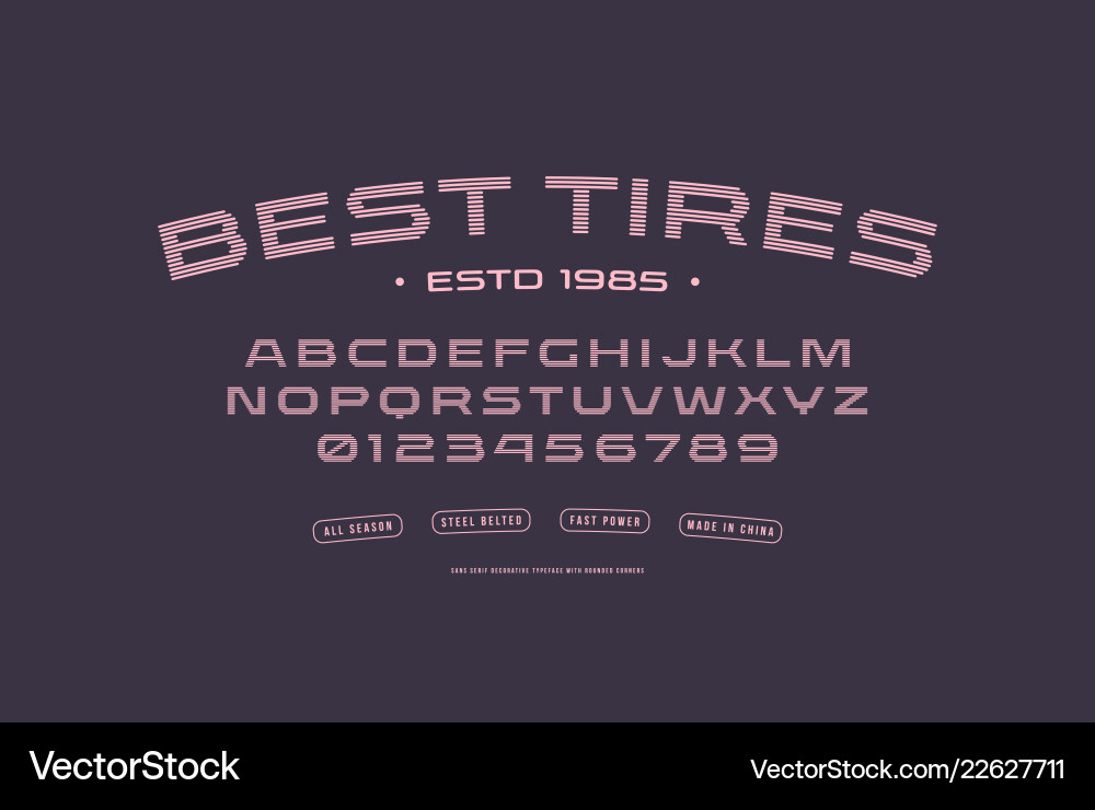 Stock sans serif extended striped font Royalty Free Vector