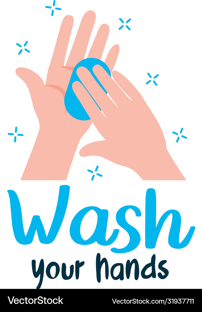 Wash your hands lettering design with hands Vector Image