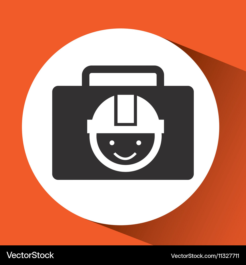 Worker man helmet sign yellow icon Royalty Free Vector Image