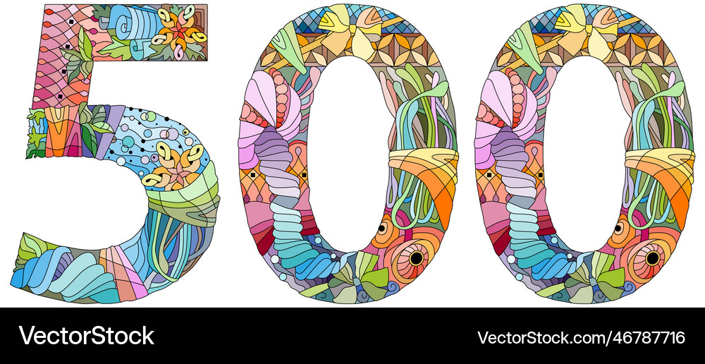 500 number vintage font engraving design Vector Image